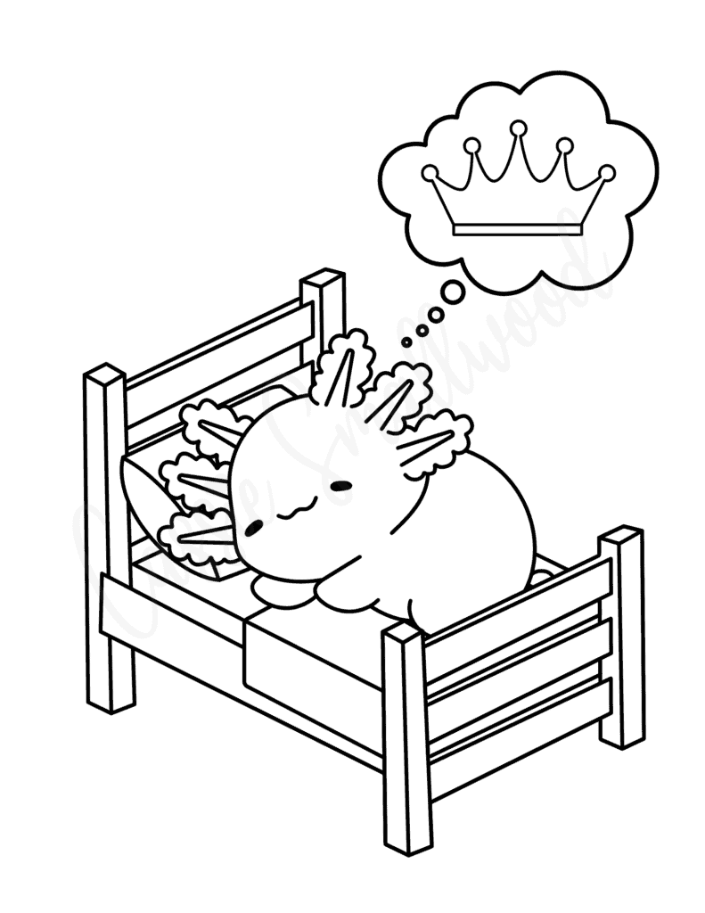 Kawaii Axolotl Coloring Page - Cassie Smallwood