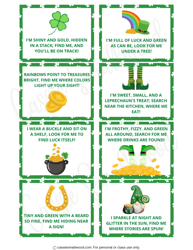 CUTE Saint Patrick's Day Scavenger Hunt (FREE Printable) - Cassie Smallwood