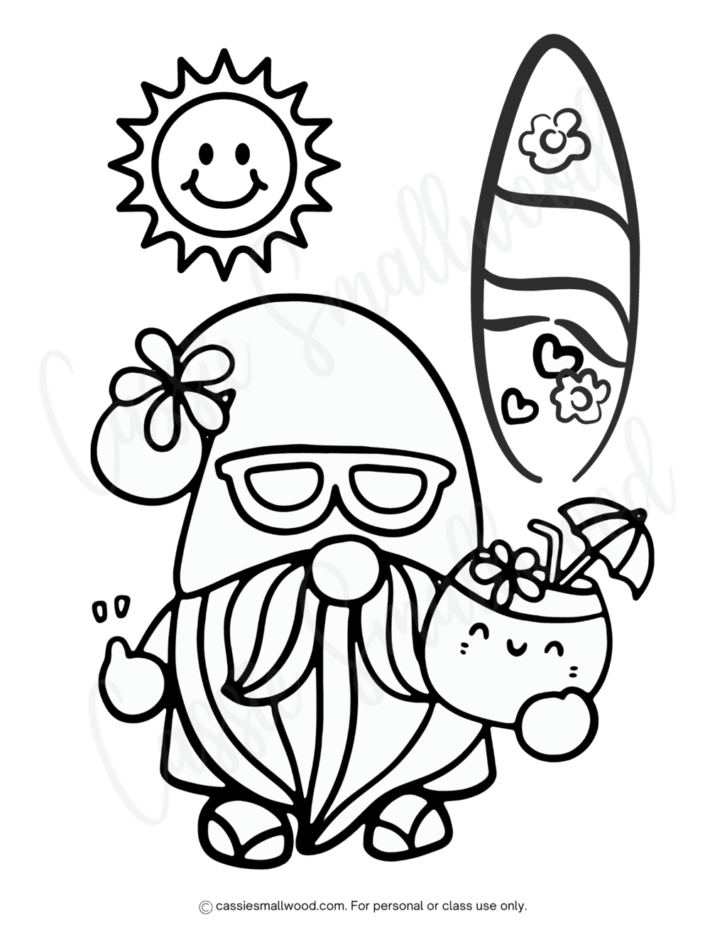 20 CUTE Gnome Coloring Pages - Cassie Smallwood