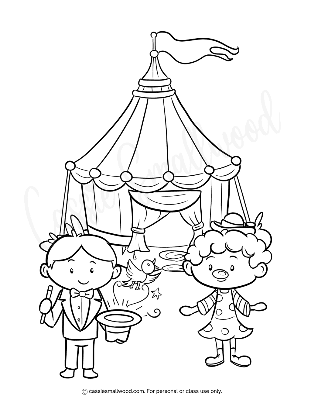 CUTE Circus Coloring Pages - Cassie Smallwood