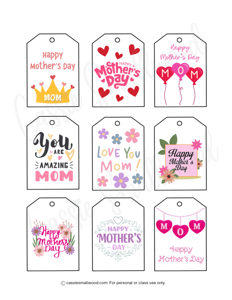 36 CUTE Mother's Day Tags (FREE Printables) - Cassie Smallwood
