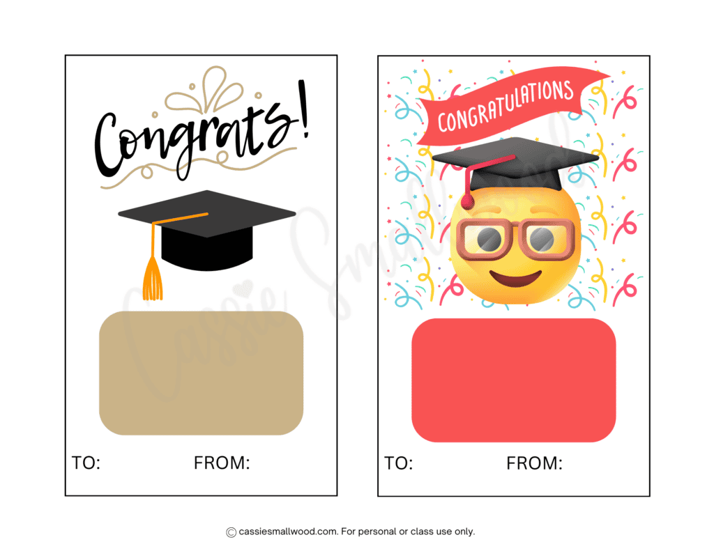 Free Printable Graduation Card Gift Card Holder - Cassie Smallwood