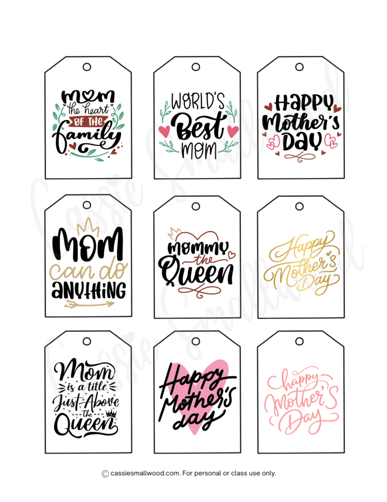 36 CUTE Mother's Day Tags (FREE Printables) - Cassie Smallwood