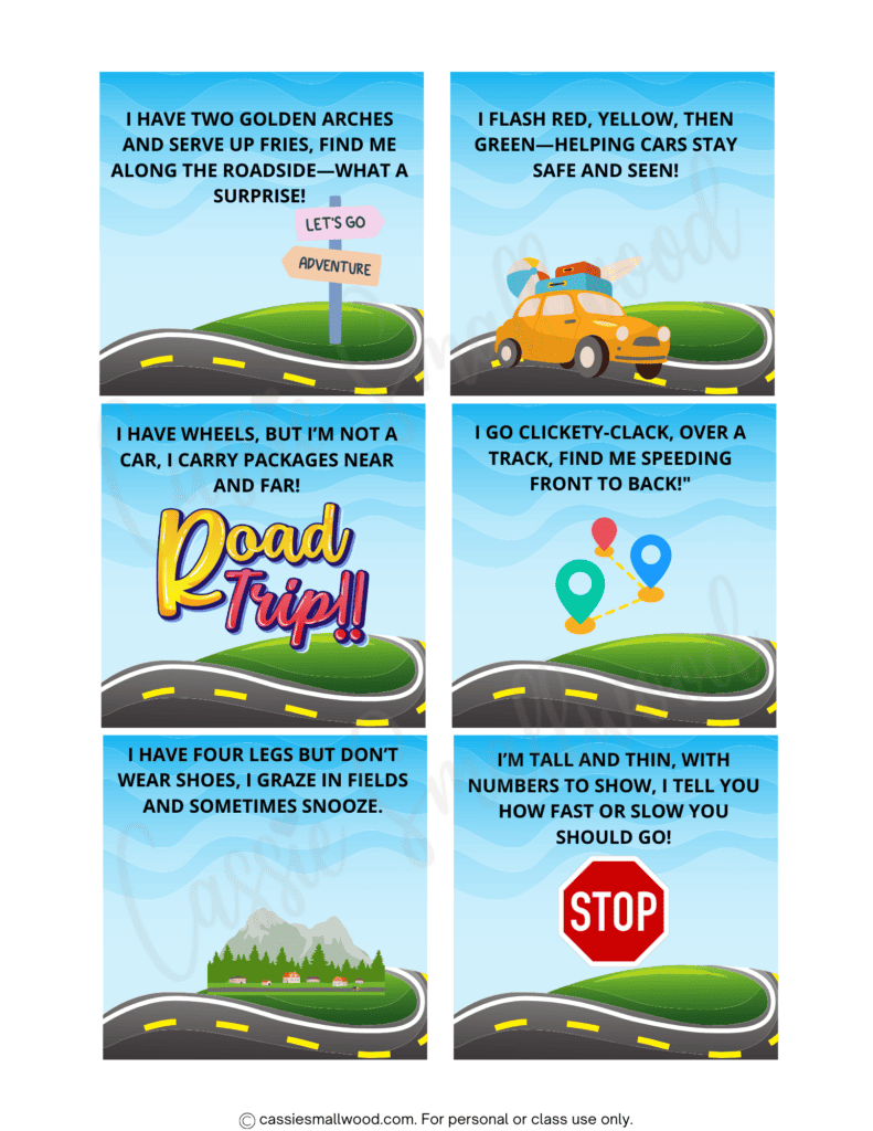 Road Trip Scavenger Hunt Clues (FREE Printable) - Cassie Smallwood