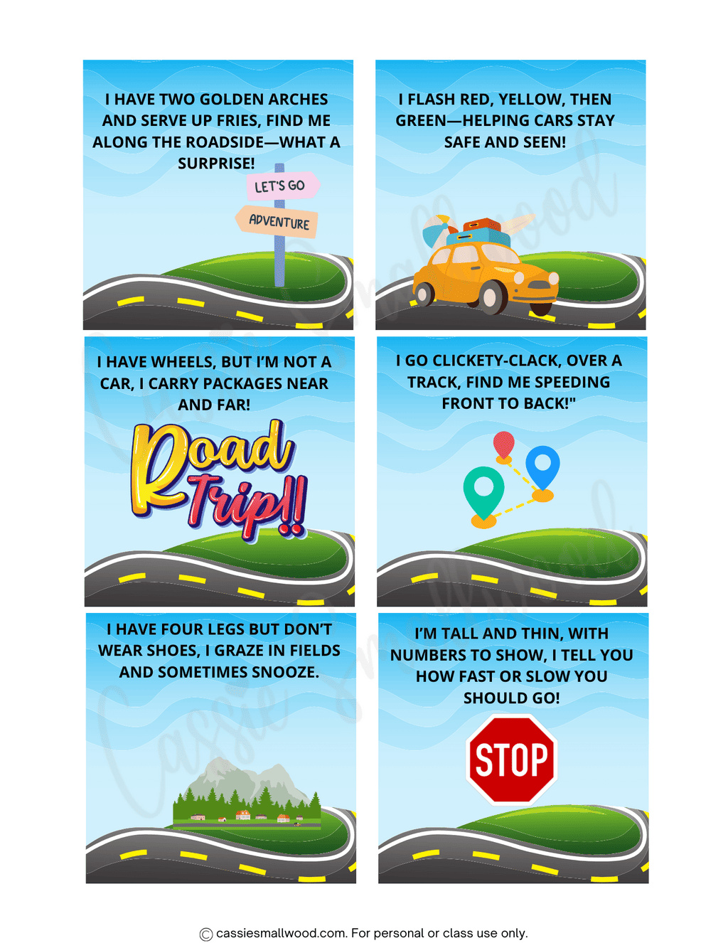 Road Trip Scavenger Hunt Clues (FREE Printable) - Cassie Smallwood