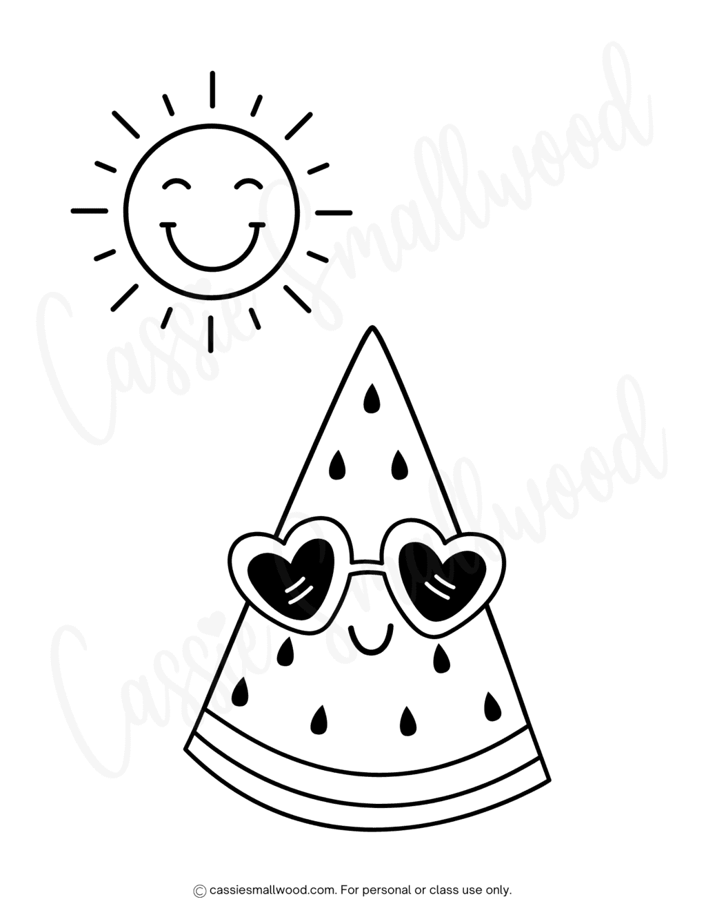 16 CUTE Watermelon Coloring Pages - Cassie Smallwood