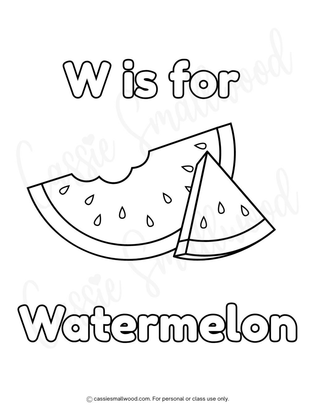 Watermelon Slice Coloring Page - Cassie Smallwood