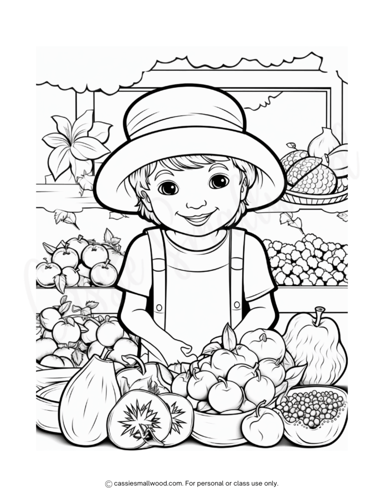 Fruit Stand Coloring Page - Cassie Smallwood