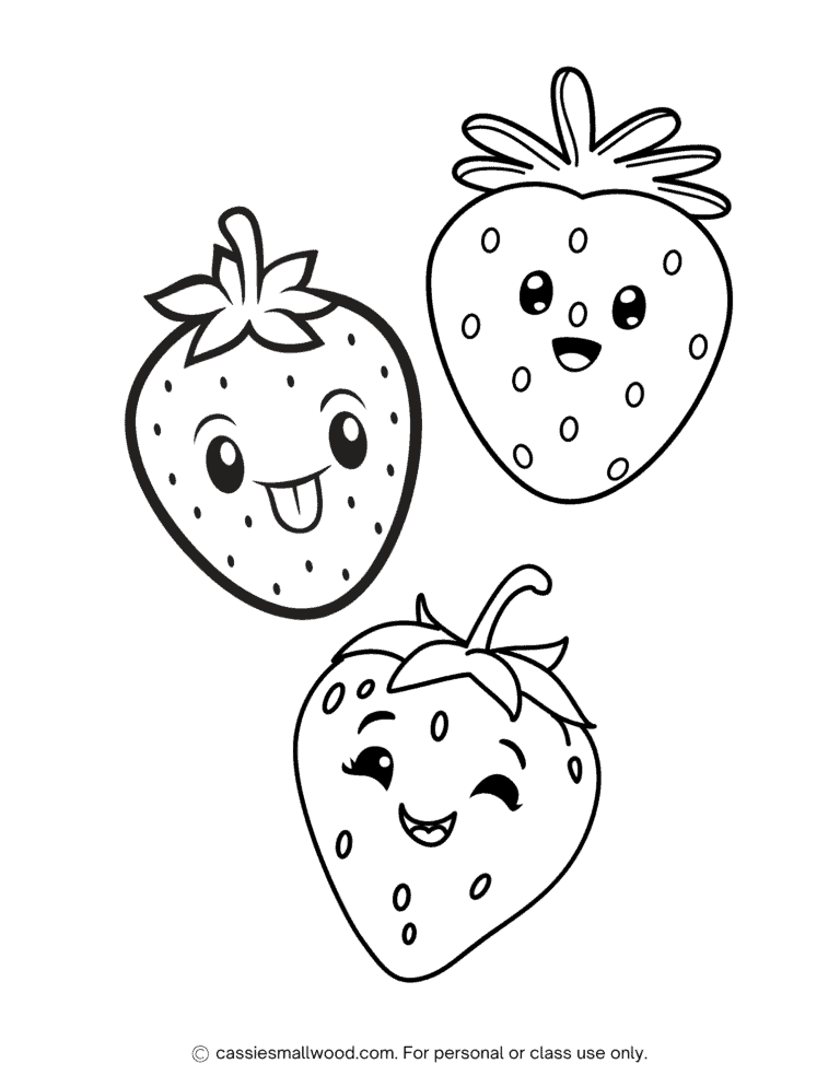 27 CUTE Strawberry Coloring Pages - Cassie Smallwood