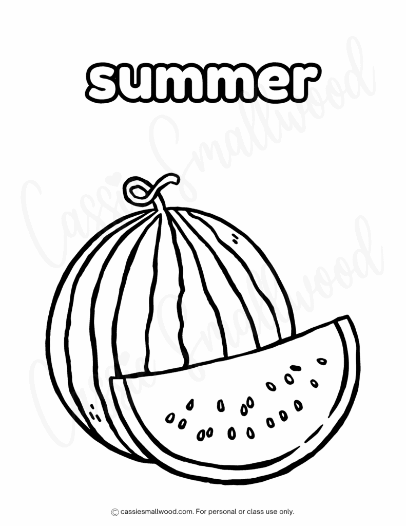 16 CUTE Watermelon Coloring Pages - Cassie Smallwood