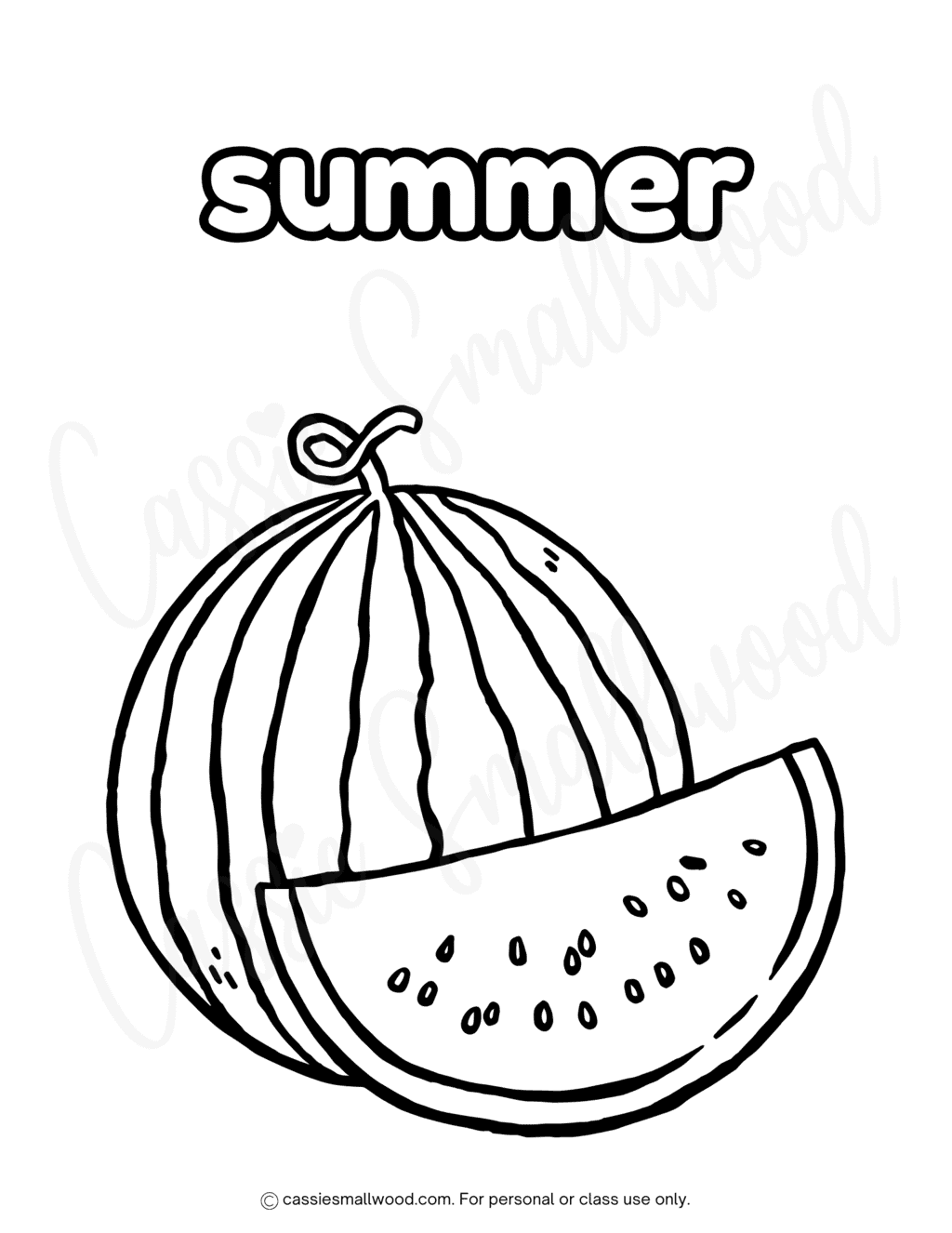 16 CUTE Watermelon Coloring Pages - Cassie Smallwood