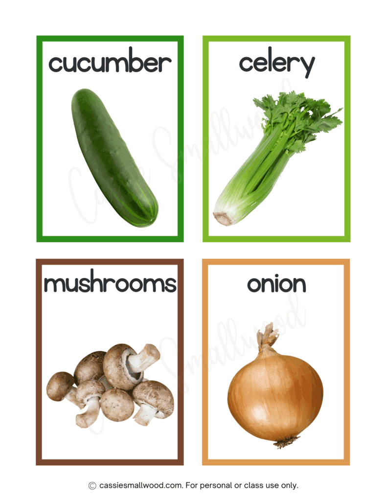 free printable vegetable flash cards - Cassie Smallwood