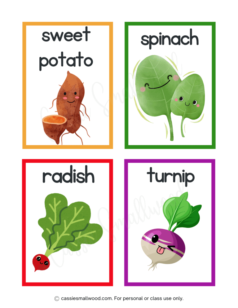 72 Vegetable Flashcards For Kids (FREE Printables) - Cassie Smallwood
