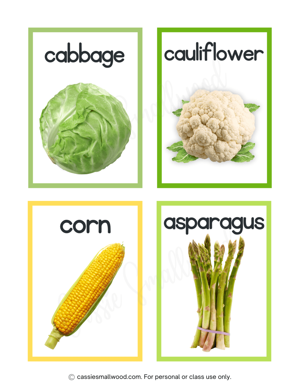 free printable vegetable flashcards - Cassie Smallwood