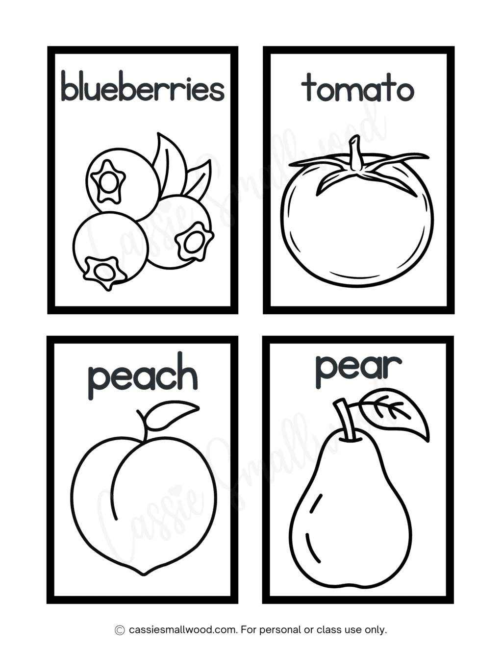 fruit flash cards to color - Cassie Smallwood