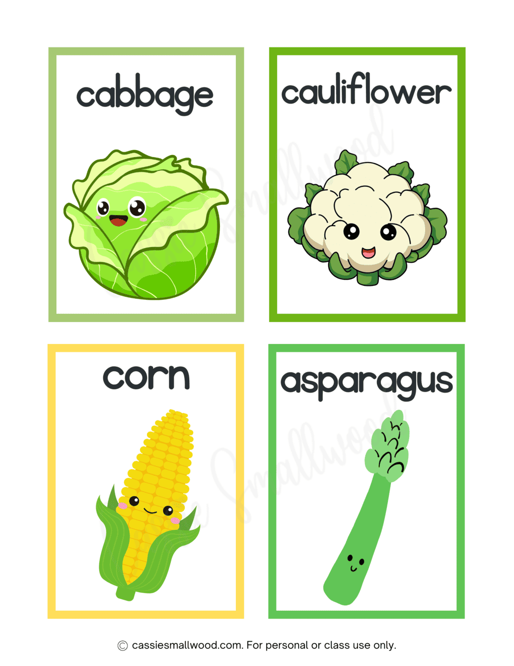 72 Vegetable Flashcards For Kids (FREE Printables) - Cassie Smallwood