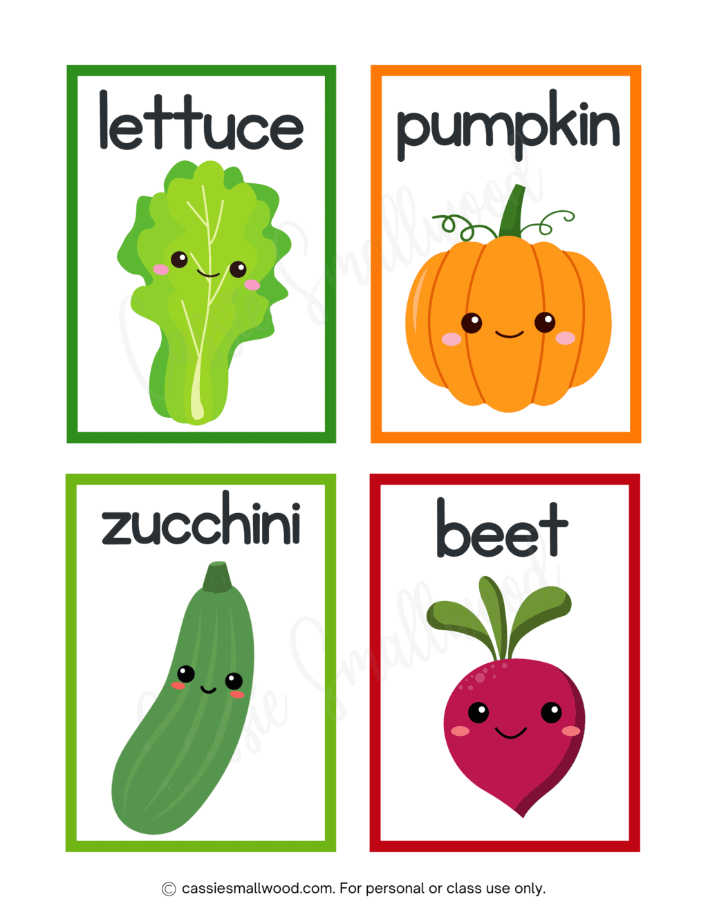 vegetable flash cards for kids - Cassie Smallwood