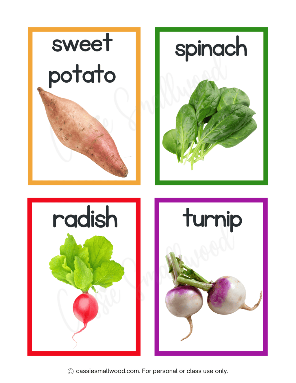 vegetable flashcards ESL - Cassie Smallwood