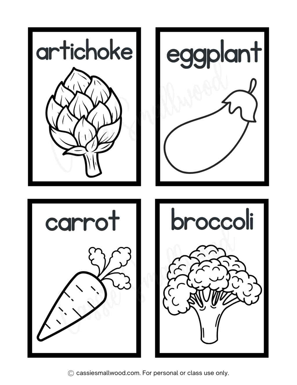 vegetable flashcards to color - Cassie Smallwood