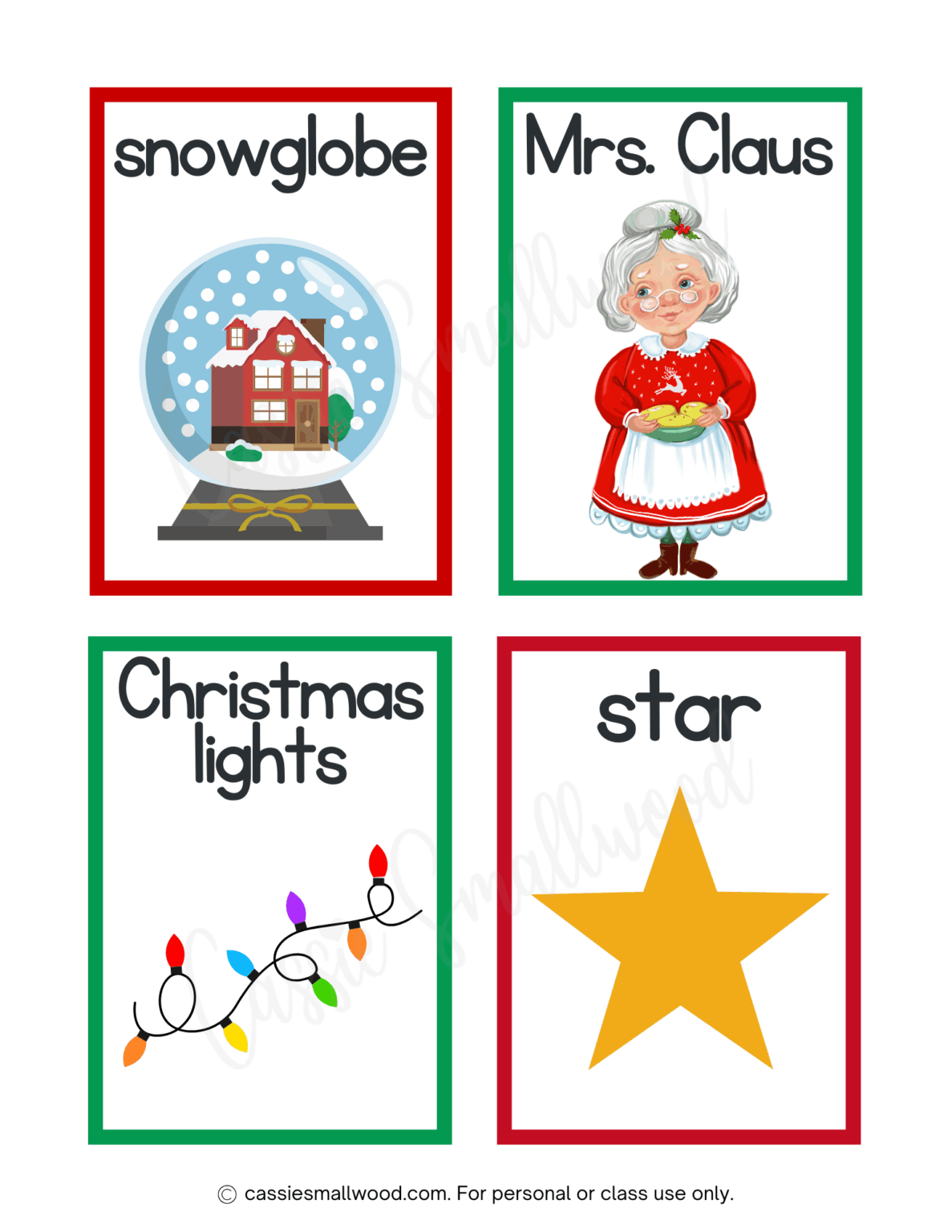 112 CUTE Christmas Flashcards (FREE!) - Cassie Smallwood