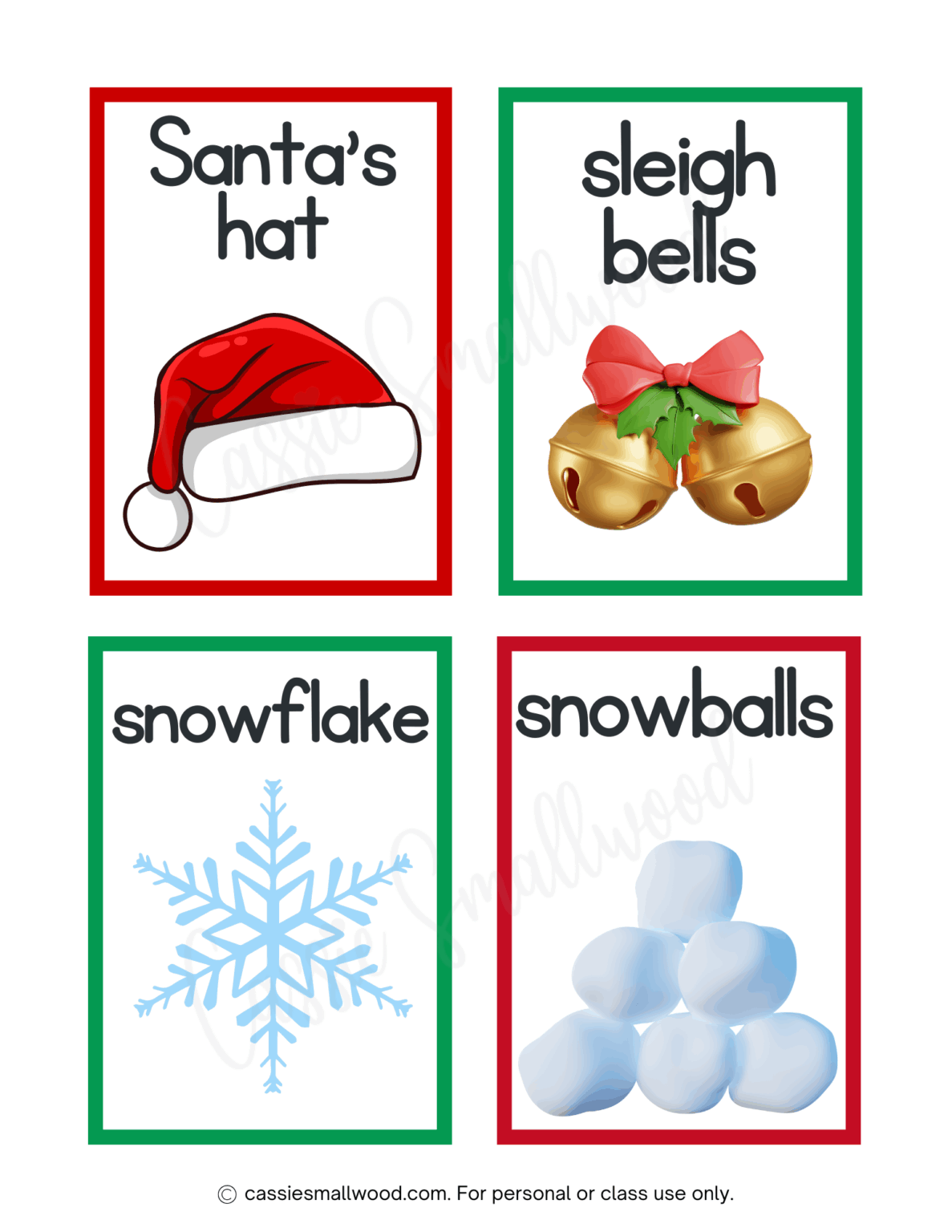 112 CUTE Christmas Flashcards (FREE!) - Cassie Smallwood