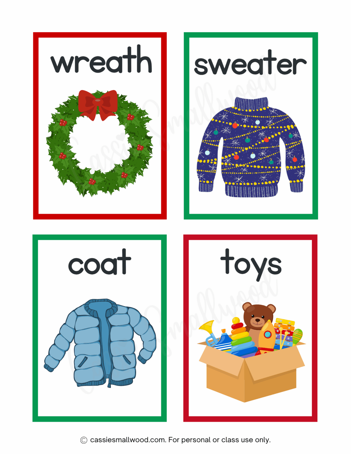 112 CUTE Christmas Flashcards (FREE!) - Cassie Smallwood