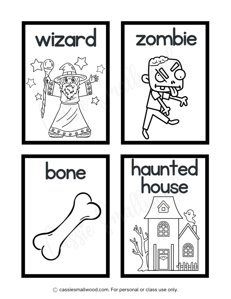 Coloring Preschool Halloween flashcards - Cassie Smallwood