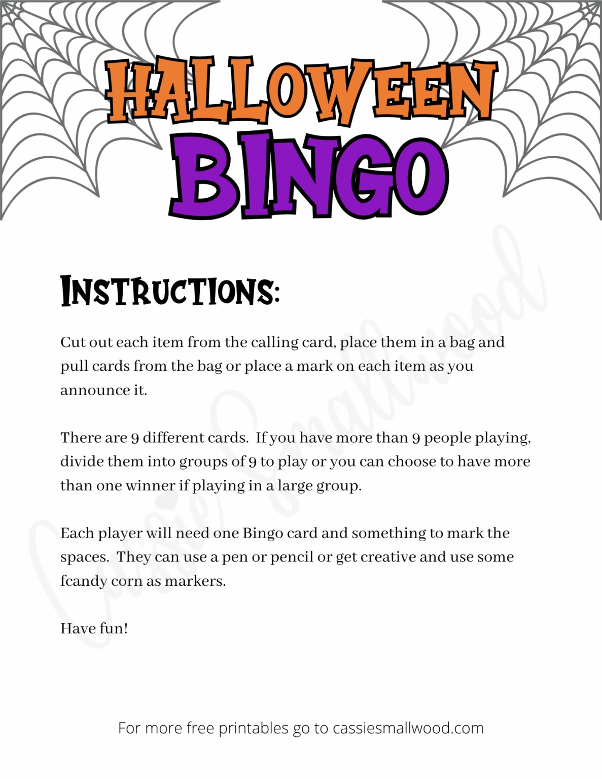 CUTE Halloween Bingo Cards (FREE Printable) - Cassie Smallwood