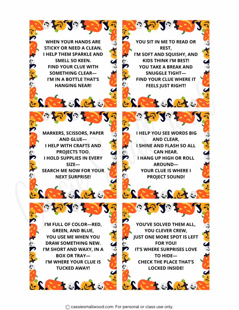3 FUN Halloween Scavenger Hunts For Kids (FREE Printables) - Cassie ...