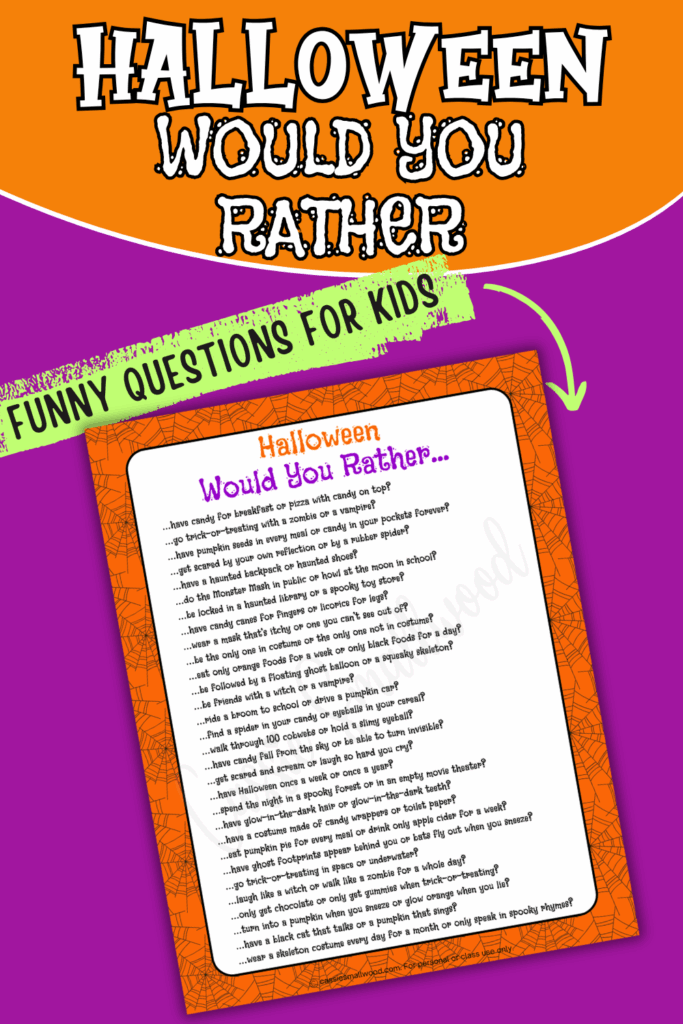 150 Halloween Would You Rather Questions (FREE Printable) - Cassie ...