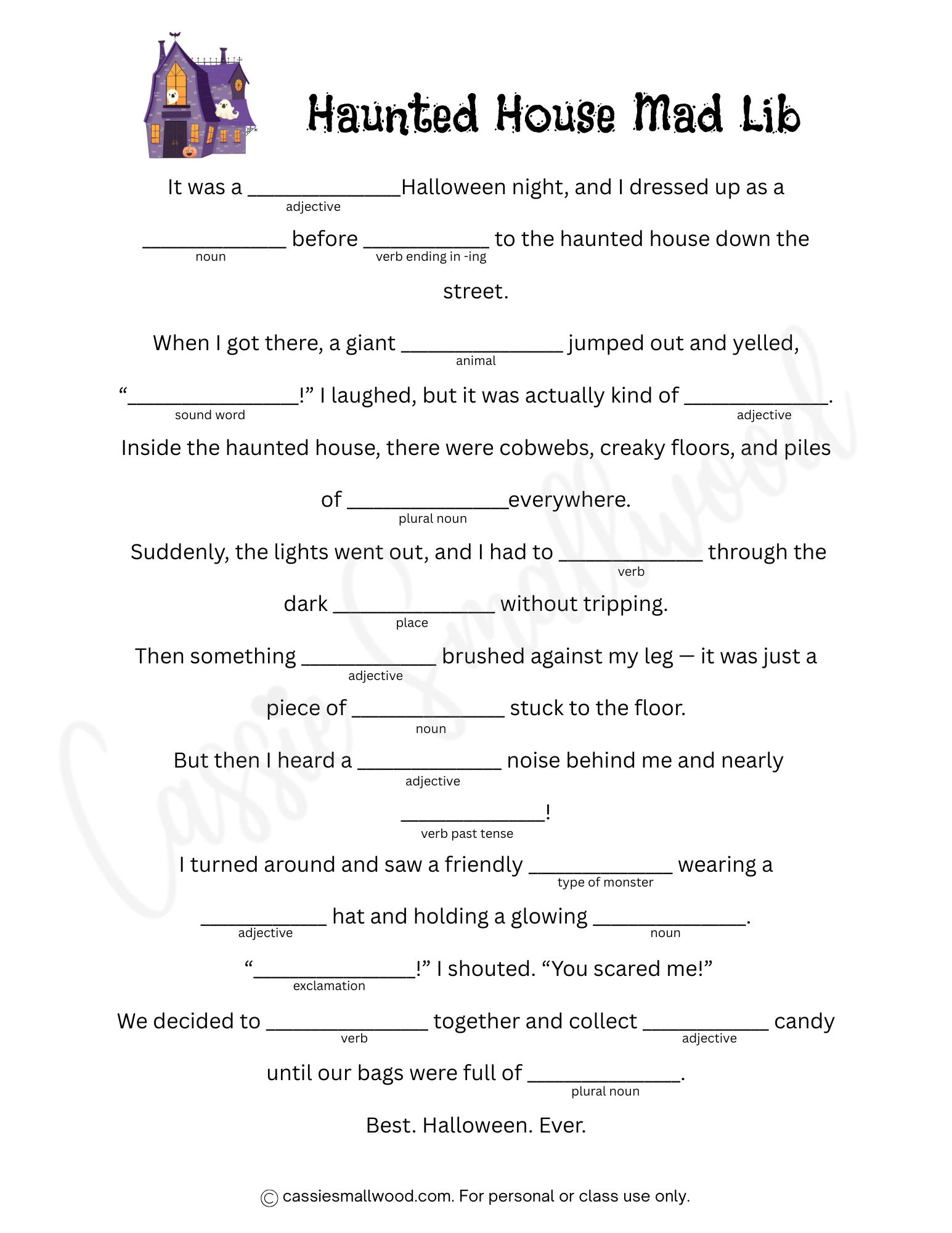 5 FUN Halloween Mad Libs (FREE Printable) - Cassie Smallwood