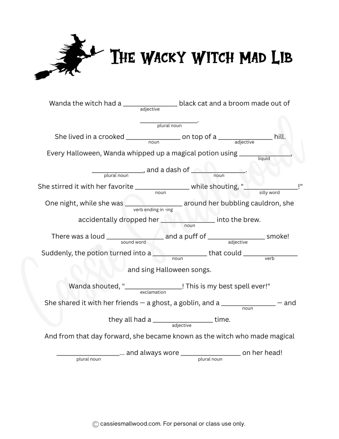 5 FUN Halloween Mad Libs (FREE Printable) - Cassie Smallwood