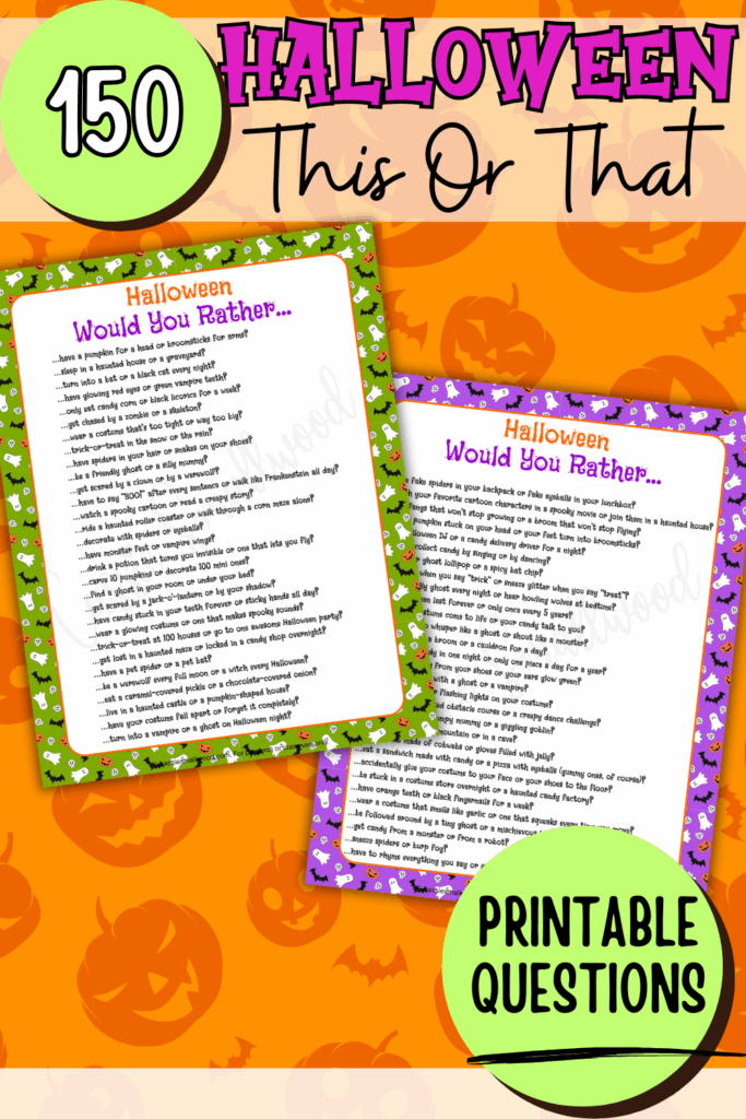 150 Halloween Would You Rather Questions (FREE Printable) - Cassie ...