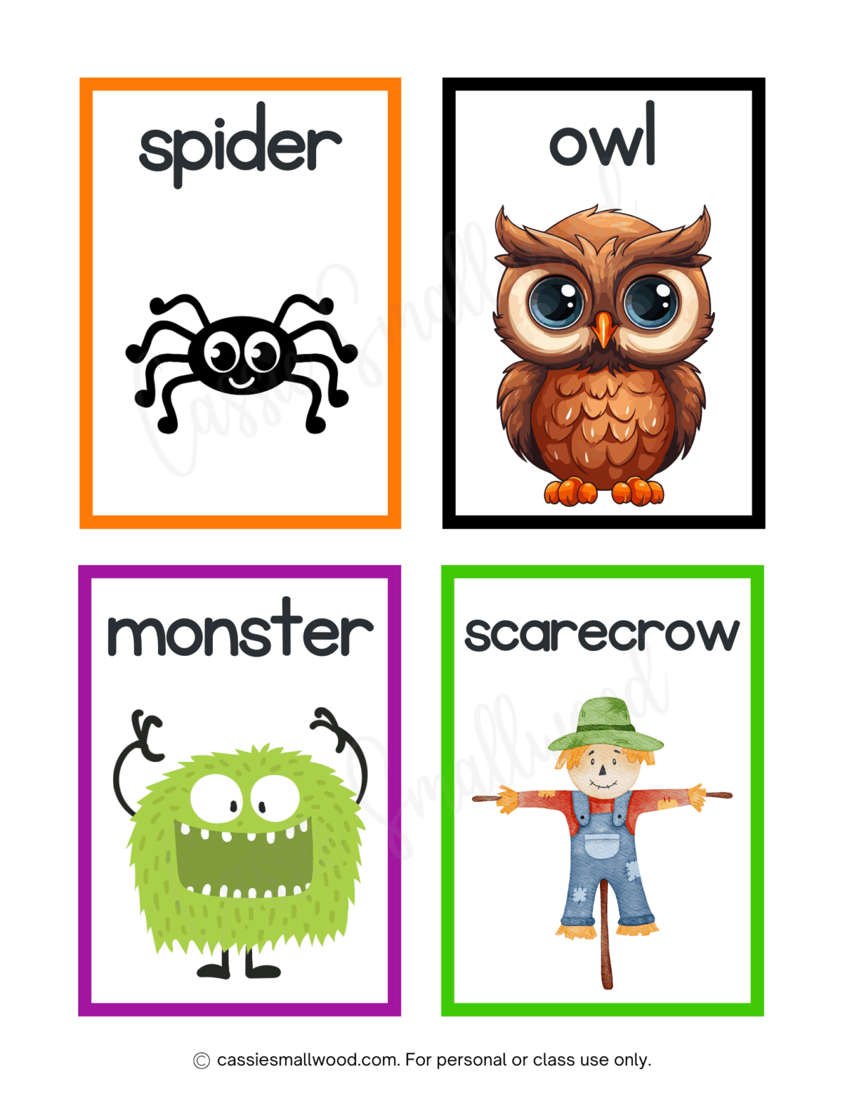 88 Halloween Flashcards For Kids (FREE Printable) - Cassie Smallwood