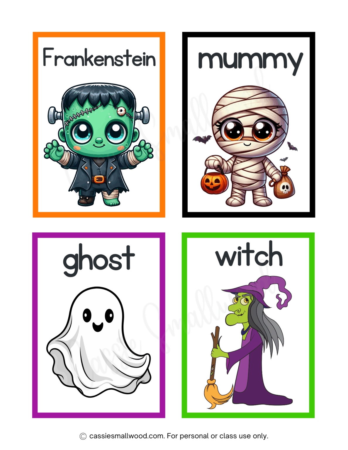 88 Halloween Flashcards For Kids (FREE Printable) - Cassie Smallwood
