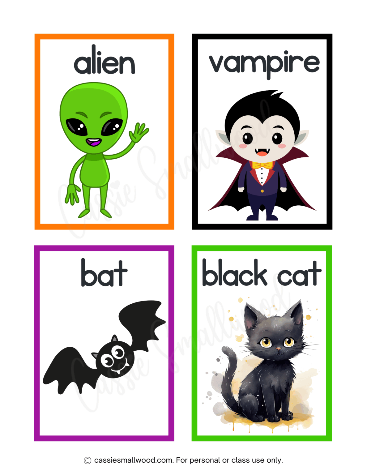 88 Halloween Flashcards For Kids (FREE Printable) - Cassie Smallwood