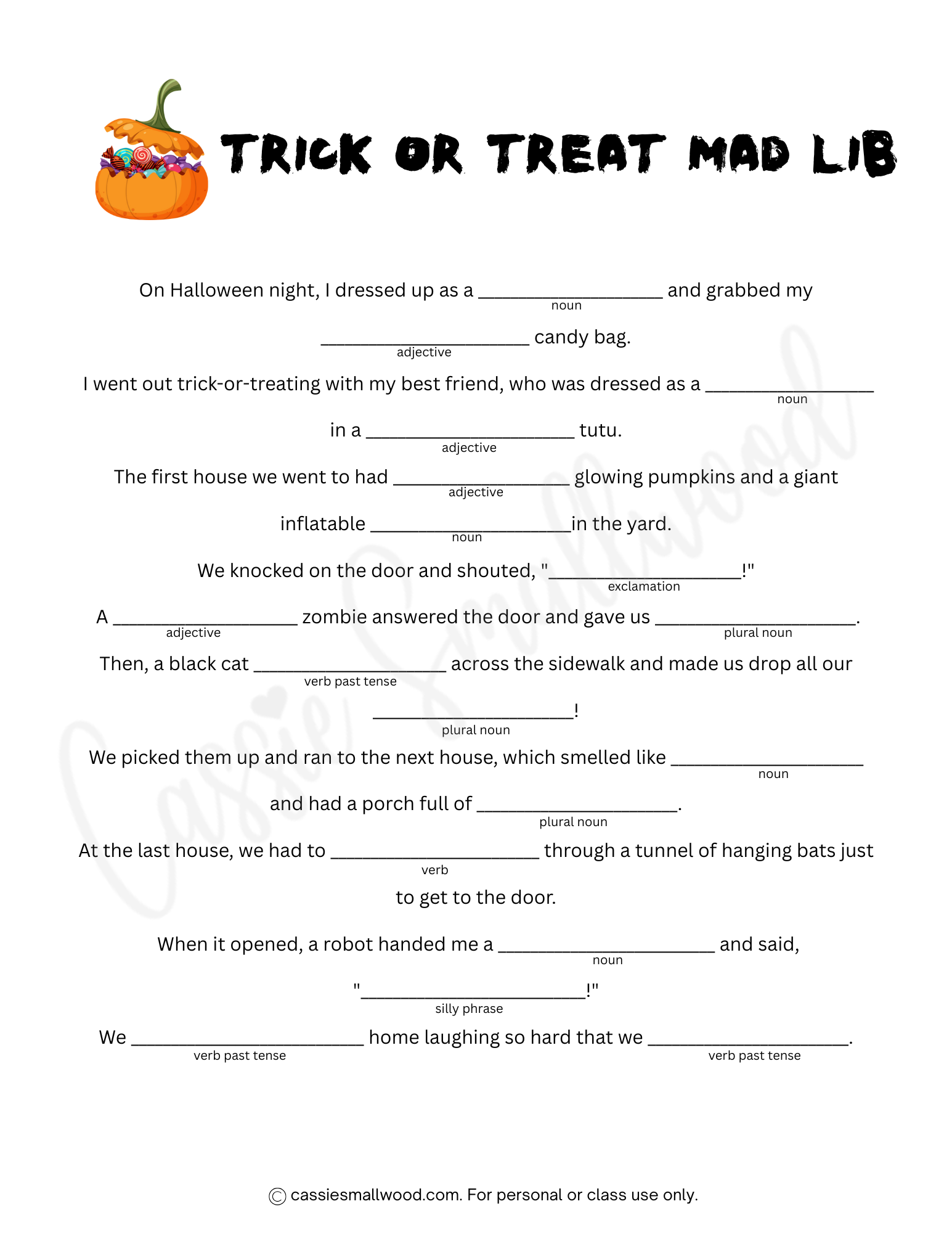 Halloween Mad Libs Printable