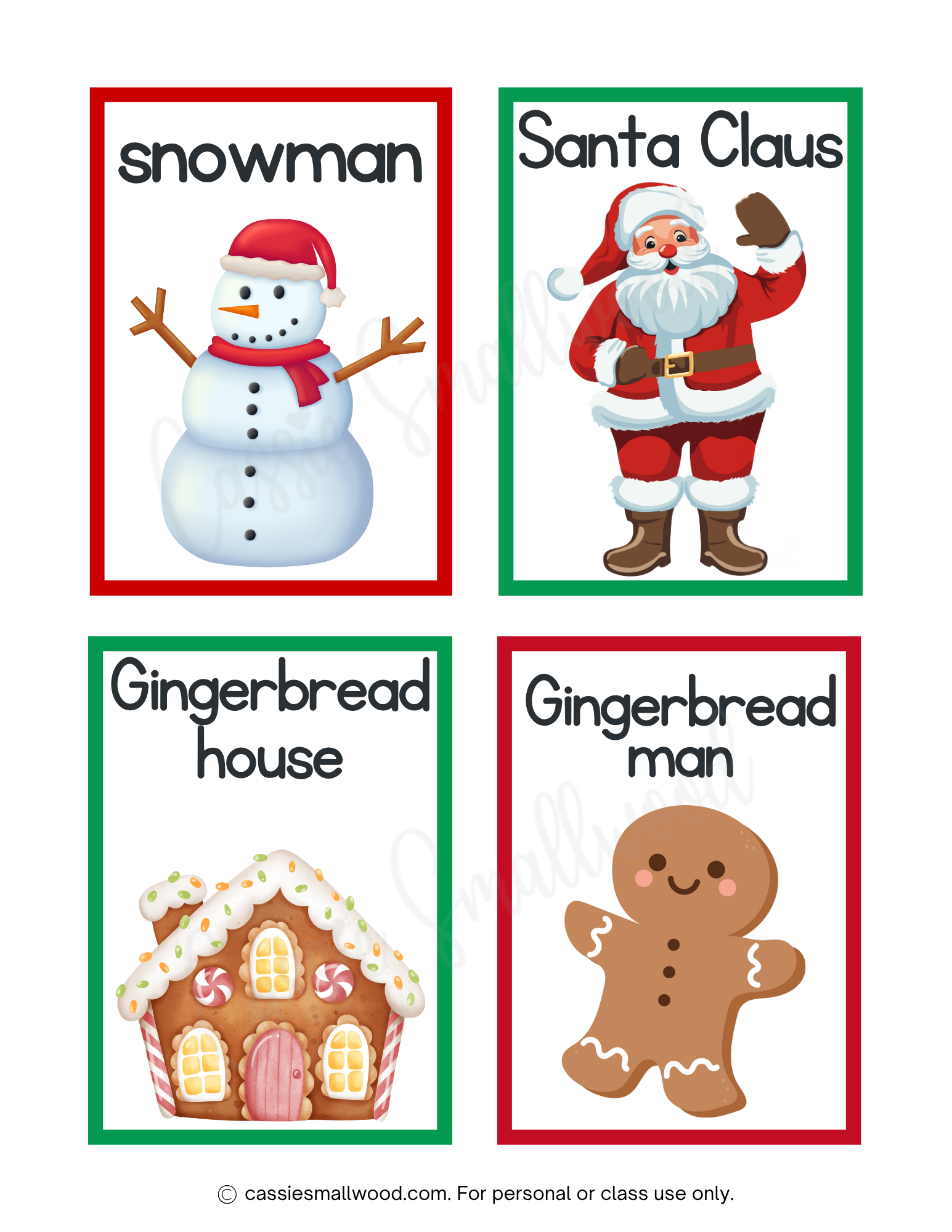 free printable Christmas flash cards - Cassie Smallwood
