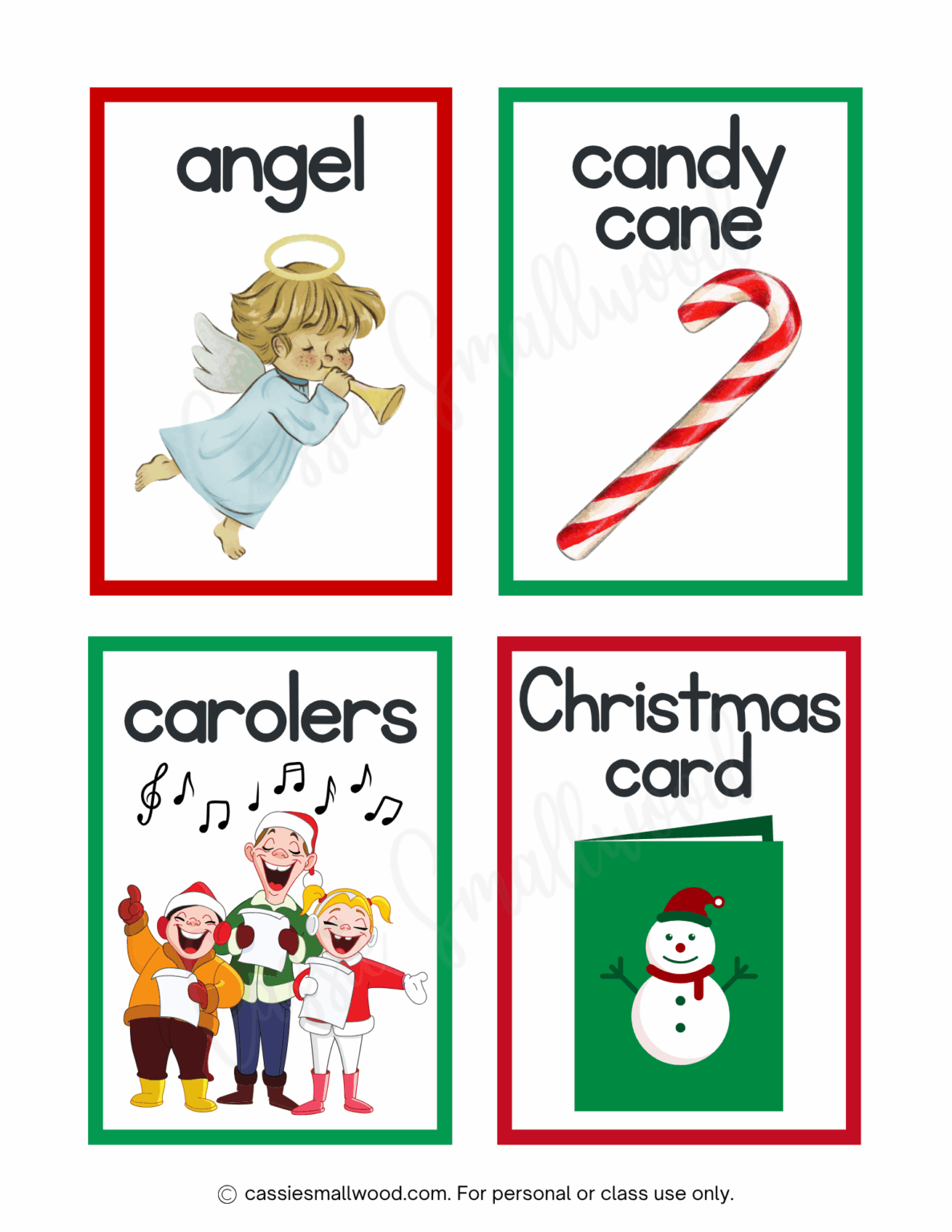 112 CUTE Christmas Flashcards (FREE!) - Cassie Smallwood