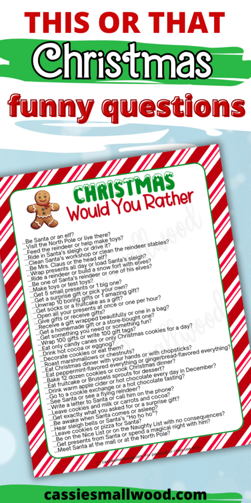 200 CUTE Christmas Would You Rather Questions (FREE Printables ...