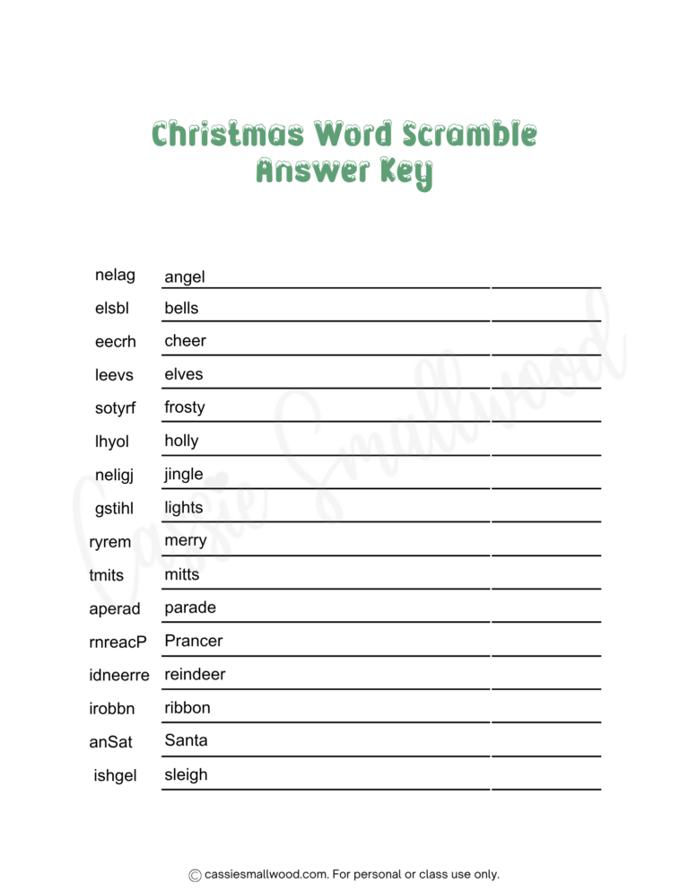 FUN Christmas Word Scrambles (With Answers) - Cassie Smallwood
