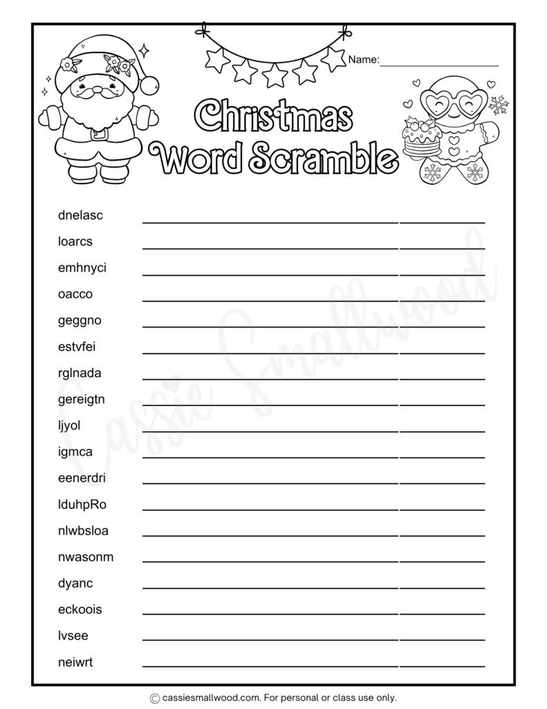 FUN Christmas Word Scrambles (With Answers) - Cassie Smallwood