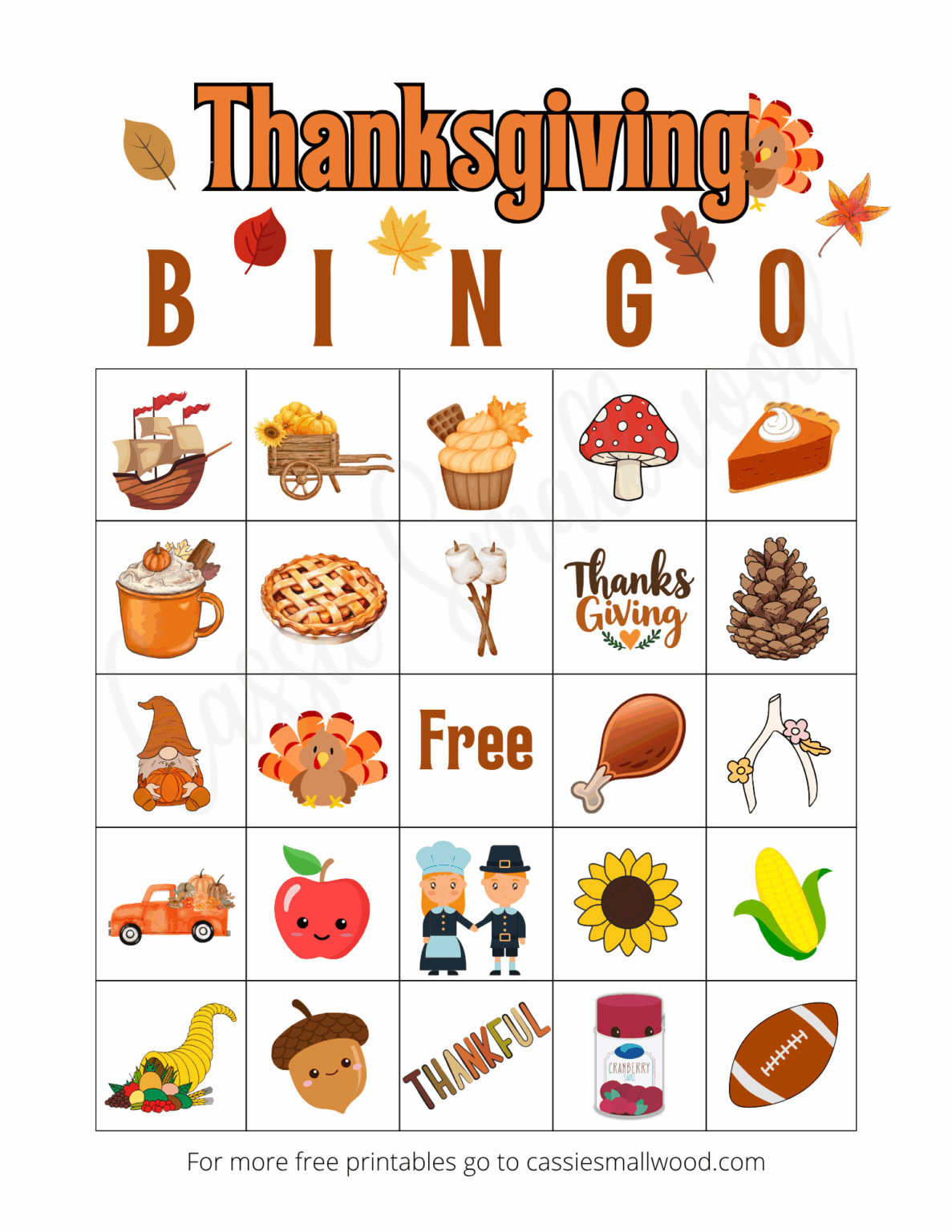CUTE Thanksgiving Bingo (FREE Printables) - Cassie Smallwood