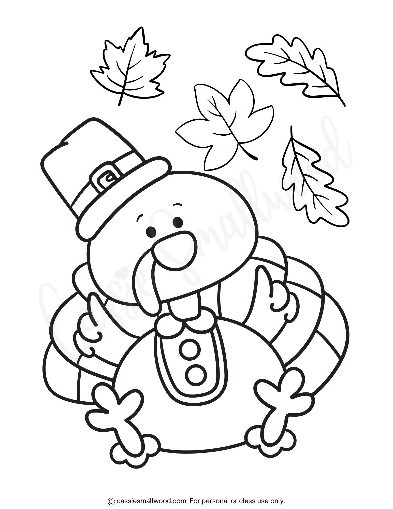 Cute Turkey Coloring Sheet - Cassie Smallwood