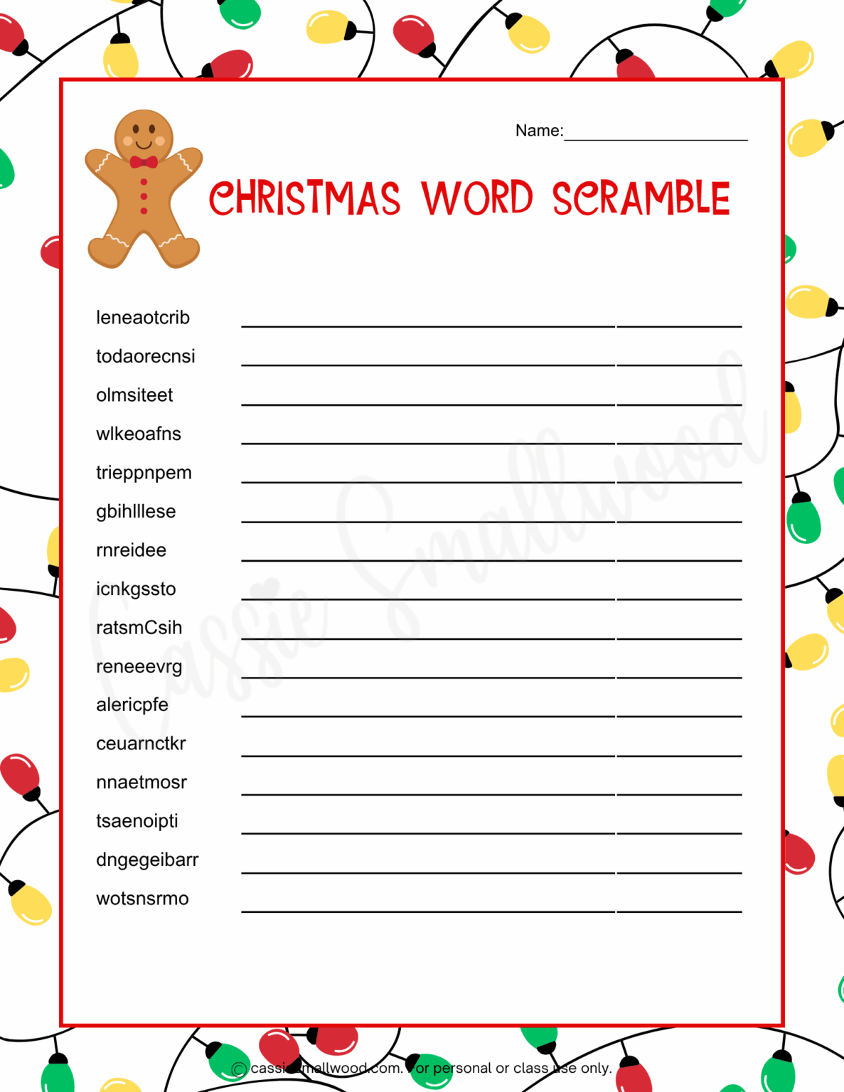FUN Christmas Word Scrambles (With Answers) - Cassie Smallwood
