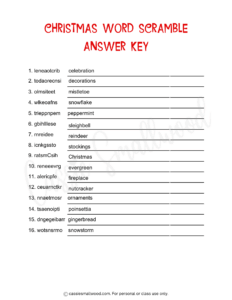 FUN Christmas Word Scrambles (With Answers) - Cassie Smallwood