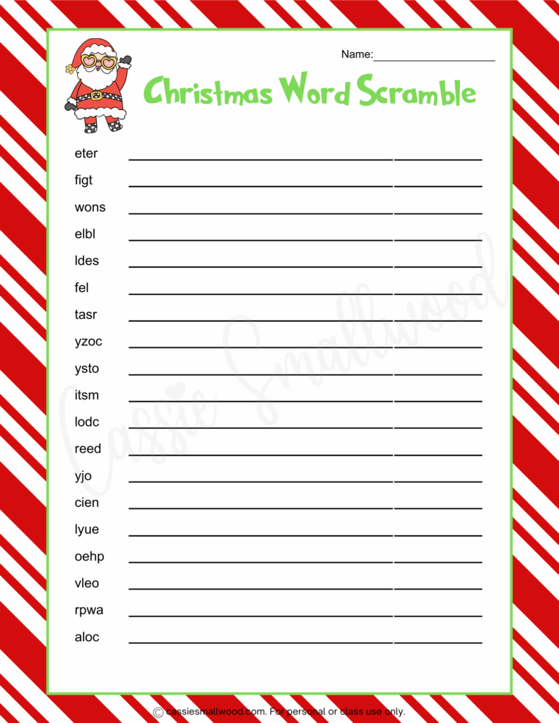 FUN Christmas Word Scrambles (With Answers) - Cassie Smallwood