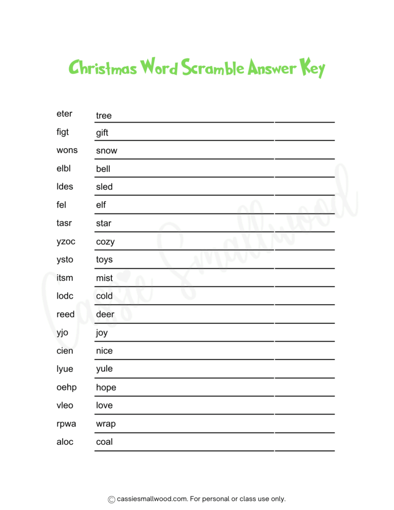 FUN Christmas Word Scrambles (With Answers) - Cassie Smallwood