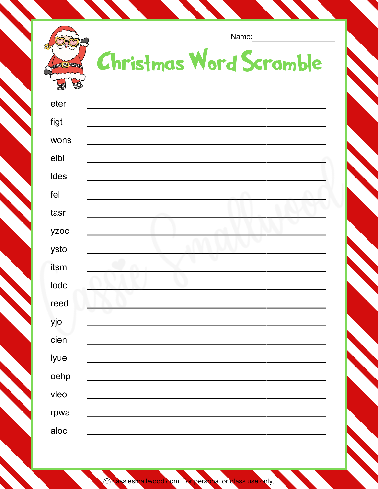FUN Christmas Word Scrambles (With Answers) - Cassie Smallwood