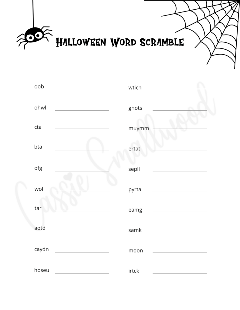6 FUN Halloween Word Scrambles (With Answers!) - Cassie Smallwood